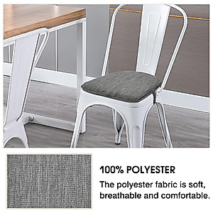 baibu Super Soft Metal Dining Chair Pads Bar Stool Cushion with Ties for Metal Chairs or Bar Stools - One Cushion Only (Grey, 14x14x1.5in)