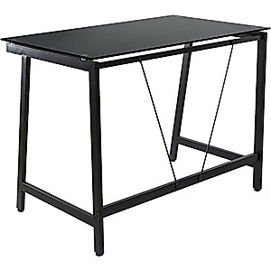 OneSpace Contemporary Glass-Top Desk for Small Spaces, Small Writing Desk, Black
