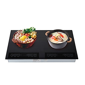 YIYIONCE Double Induction Cooktop 24 In Portable Electric Cooktop 2 Burner 2KW Dual Induction Cooker with LED Touch Screen & 9 Temperature Fast Heating Induction Burner for Kitchen Home Use | US STOCK