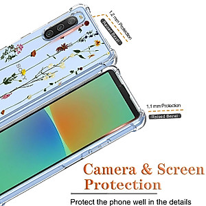 GTBDEKI Phone Case for Xperia 10 III Case, Sony 10 III Lite XQ-BT52 XQ-BT44 Case, Clear Case with Flower Garden Patterns Protective Phone Cover for Sony Xperia 10 III Floral Garden