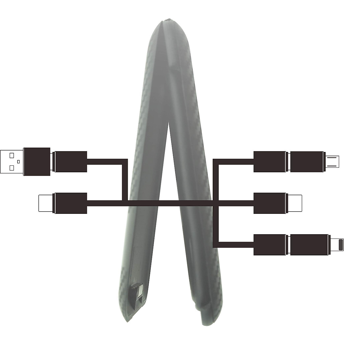 Cable-Card USB C to C Charging/Data Transfer Cable with 3 Connectors Adapter Type C to USB A/Micro USB/Light 8P Adapter Compatible with iOS/Micro USB and Type-C Devices