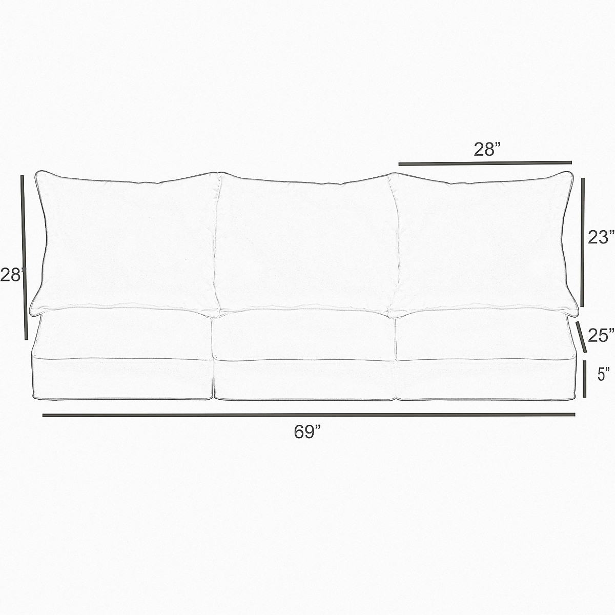 Sorra Home Indoor or Outdoor Deep Sofa Seat Cushion Corded Edges, 6 Piece Set, Tan Beige