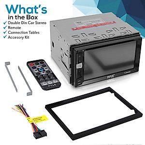 Pyle Double Din DVD Car Stereo Player Bluetooth in-Dash Car Stereo Touch Screen Receiver w/ USB/SD, MP3, CD Player, AM FM Radio, Steering Wheel Feature, Hands-Free Call, Camera/Speaker Input - Pyle
