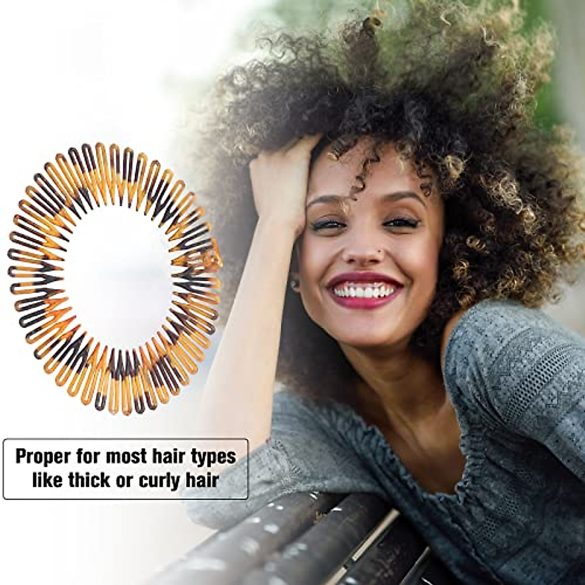 9 Pieces Circular Flexible Plastic Hair Combs and Headbands for Women Girls, 3 Colors (Yellow Leopard, Red Leopard, Tortoise Shell)