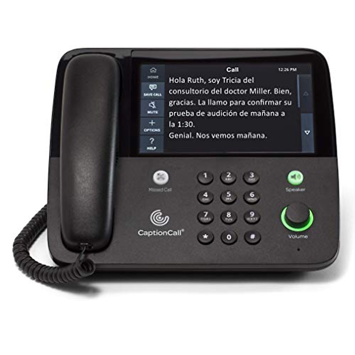 CaptionCall 67Tb Amplified Captioned Corded Home Telephone with Touch Screen, 58dB Amplification, Caller ID, Answering Machine, Bluetooth, Loud Ringer for Hearing Impaired