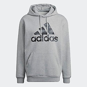 adidas Men's Essentials Camouflage Printed French Terry Hoodie, Medium Grey Heather, Small