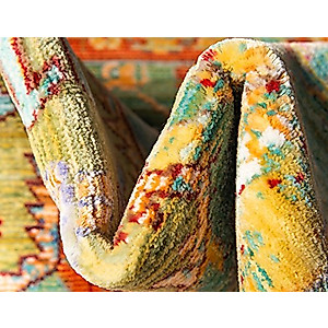 Unique Loom Austin Collection Vibrant Colors, Abstract, Traditional Area Rug, Rectangular 8' 0" x 10' 0", Light Green/Beige