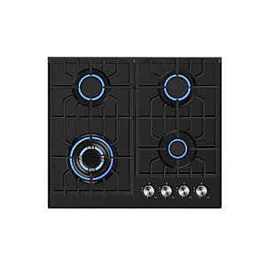 Empava 24 Inch Gas Cooktop Professional 4 Italy Sabaf Burners Stove Top Certified with Thermocouple Protection in Black Tempered Glass