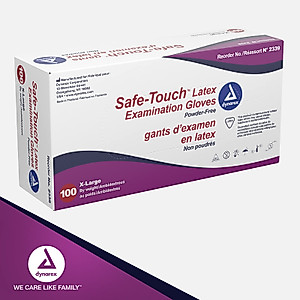 Dynarex Safe-Touch Disposable Latex Exam Gloves, Powder-Free, Used in Healthcare, Corrections/Law Enforcement, Industrial and Salon/Spa Settings, Bisque, Extra-Large (XL), 1 Box of 100 Gloves