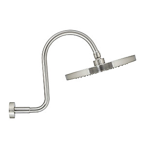 MODONA 10” Rain Shower Head and “S” Long Shower Arm with Flange – Satin Nickel - 5 Year Warrantee