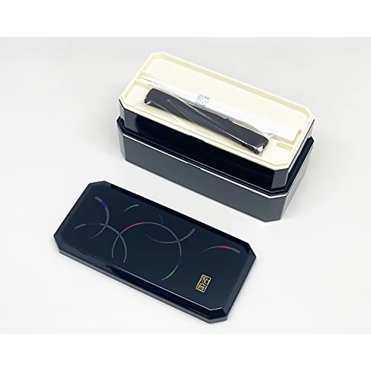 OSK 1 X Cool Japanese Bento Lunch Box with Belt, Bag Chopsticks - Waon Black