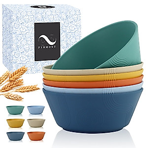 Cereal Bowls Set of 6 - 36oz Wheat Straw Bowls with Unique Textured Design Soup Bowls - Microwave & Dishwasher Safe Bowls Salad Bowls - Alternative for Plastic Bowls for Serving Salad,Pasta - Multi