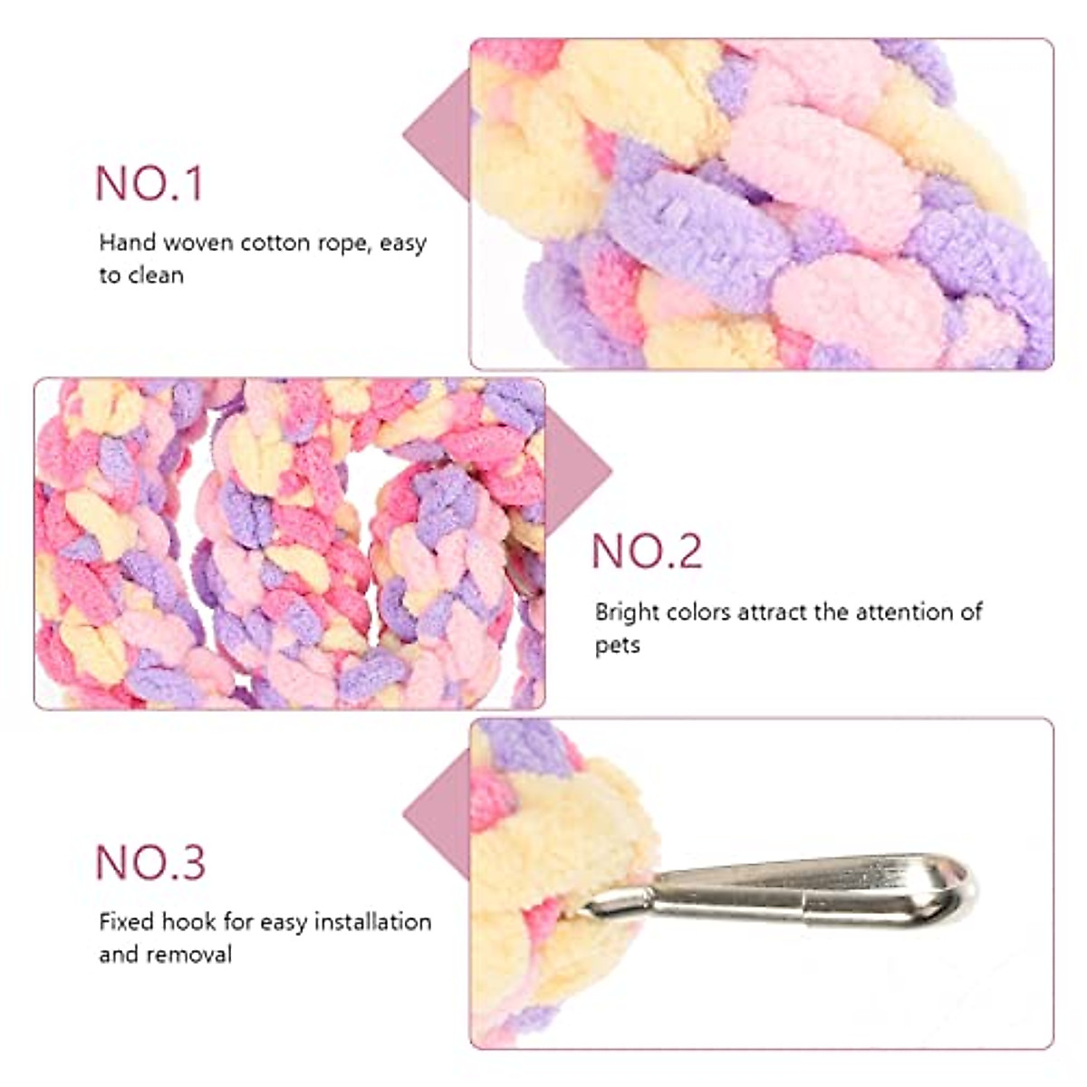 Mikikit Sugar Glider Climbing Rope Hamster Swing Toy Hamster Toy Woven Rat Toy Sugar Glider Toy Hanging Guinea Pig Toy Bird Cage Bird Swing Parrot Cage Toy Chew Hanging Toys Cotton Rope