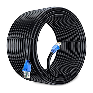 Aurum Cables Cat6 Ethernet Cable for Gaming 250 ft RJ45 550 Mhz, Heavy Duty Waterproof Copper Indoor Outdoor Shielded LAN Cable Direct Burial Zero Lag Network Patch, Compatible with PC Router Modem TV