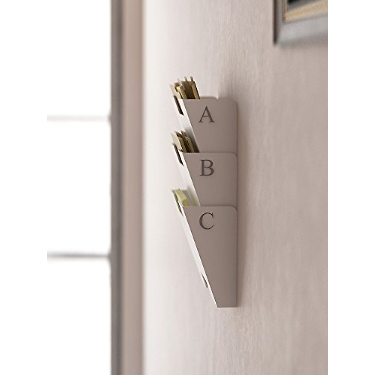 Wallniture Lisbon Wall File Holder Organizer for Office Storage, 3-Tier Mail and Magazine Holder Metal White