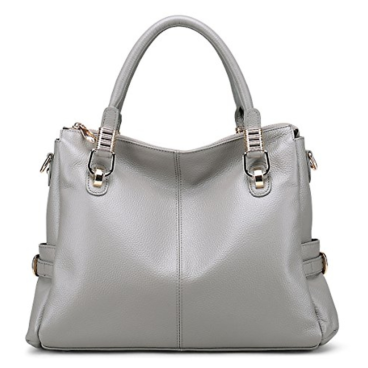 AINIMOER Womens Genuine Leather Vintage Tote Shoulder Bag Top-handle Crossbody Handbags Large Capacity Ladies' Purse (Gray)
