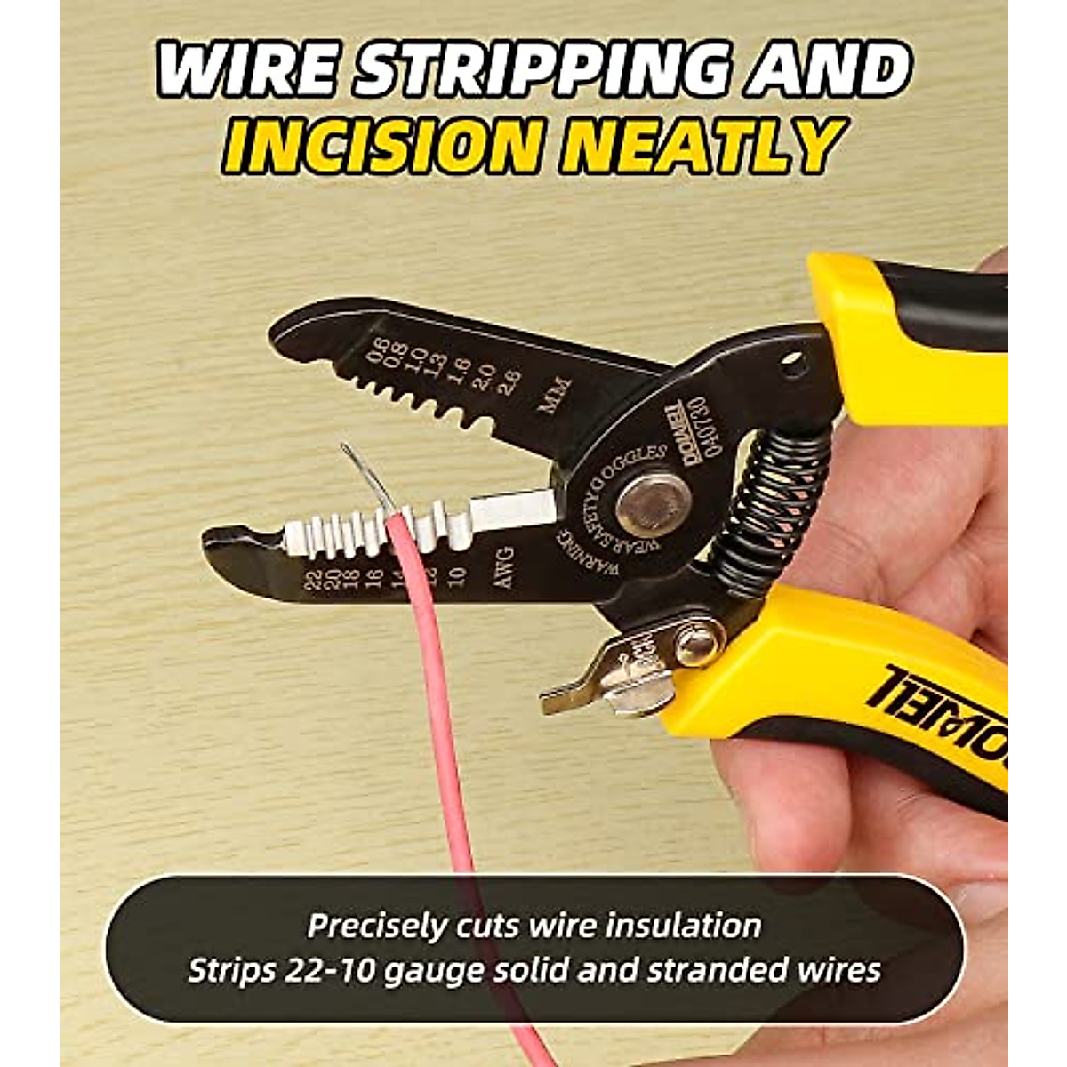 DOWELL 10-22 AWG Wire Stripper Cutter Wire Stripping Tool And Multi-Function Hand Tool，Professional Handle Design And Refined Craftsmanship.