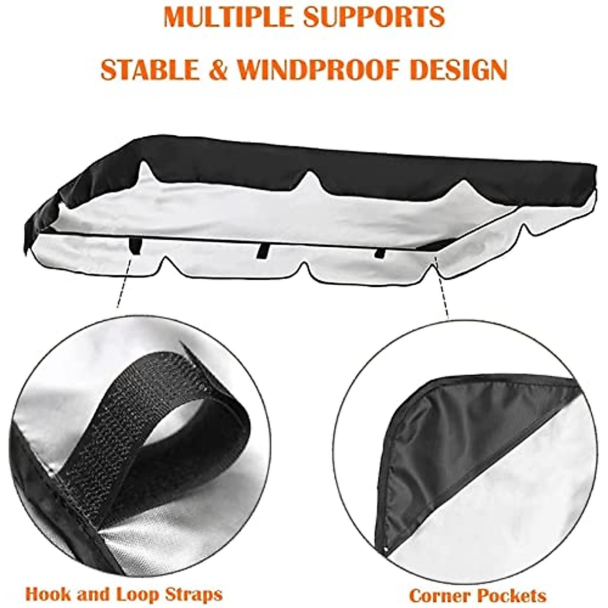 BTURYT Swing Canopy Replacement Cover, Waterproof Canopy Top Cover for 2/3 Seater Swing Chair Awning Swing Cover for Outdoor Garden Patio Yard,(top Cover only)