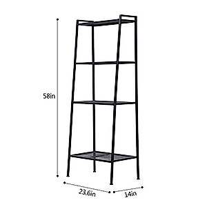 Metal Storage Rack, FOME 4-Shelf Shelving Heavy Duty Adjustable Shelves Storage Shelf Corner Shelf Free Standing Ladder Shaped Plant Flower Stand Rack for Laundry Bathroom Kitchen Pantry Closet
