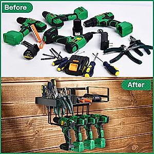 Power Tool Organizer, Heavy Duty Metal Tool Shelf, Drill Wall Mounted Storage Rack,Tool Storage Organizer Holder for Power Tool Removable Design, Perfect for Garage, Warehouse