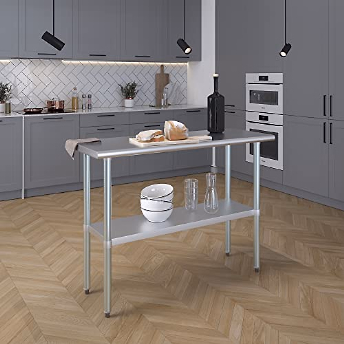 AmGood 18" X 48" Stainless Steel Work Table | Metal Kitchen Food Prep Table | NSF