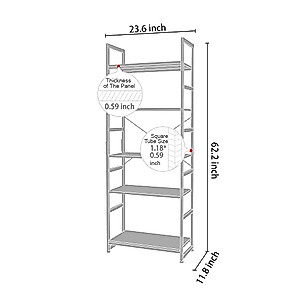 AZL1 Life Concept Bookshelf Rack 5 Tier Vintage Bookcase Shelf Organizer Modern Wood Look Accent Metal Frame Furniture Home Office,Rustic Brown