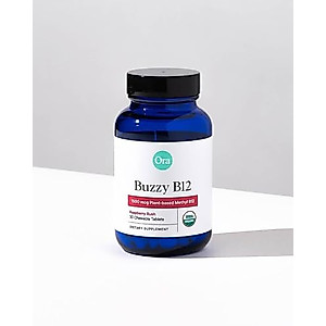 Ora Organic Vitamin B12 1500mcg - plant-based methylcobalamin for adults - Natural stimulant-free energy, Raspberry flavor chewable tablets, no added sugar - 30 tablets