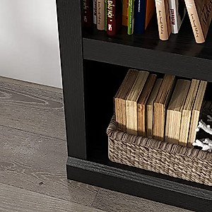 Panana Wooden Bookcase, 2/3/5 Tier Cube Shelves Adjustable Shelf Bookself Storage Organizer Display Shelf Free Standing Unit for Living Room Home Office (Black, 2-Tier)