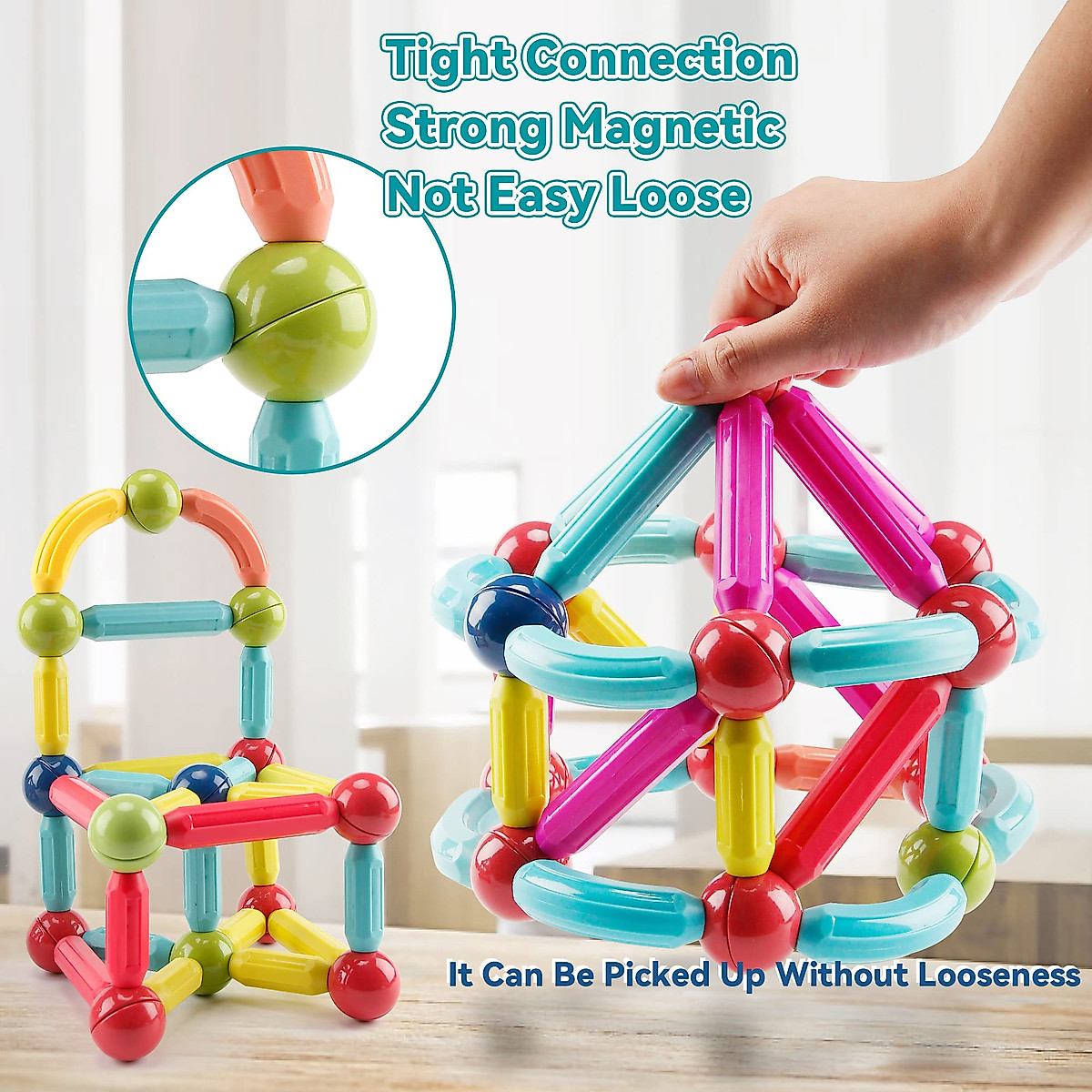 BAIBAOLE 82 PCS Magnetic Balls and Rods Set Magnet Balls Toys for Kids DIY Magnetic Toys Magnetic Building Sticks 3D Educational Toy Gift for Boys and Girls Ages 3 4 5 6 7 8-15