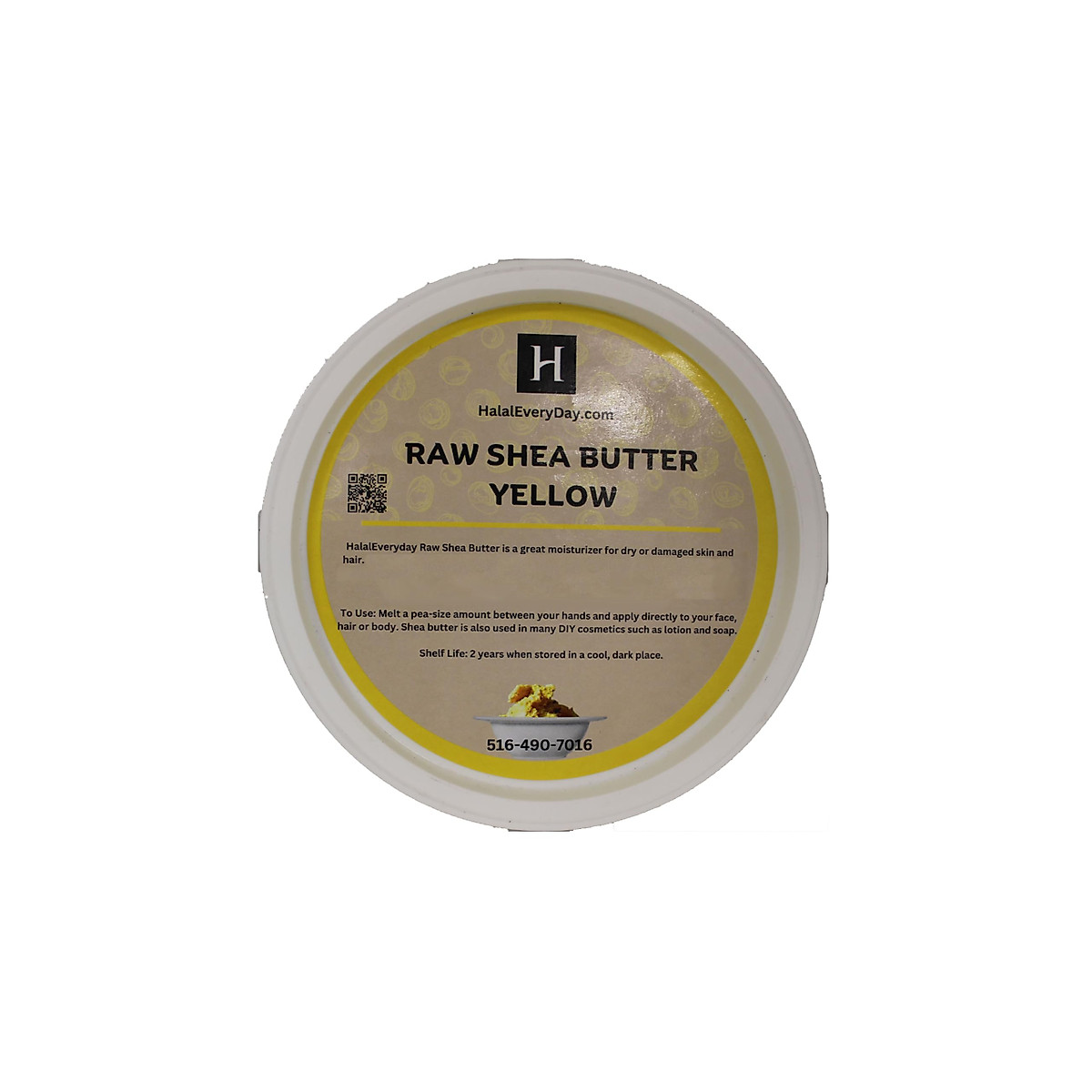 HalalEveryDay Raw Unrefined Grade A Soft and Smooth Yellow African Shea Butter from Ghana - Amazing quality and consistency - comes in a 16 oz Jar - Total weight approximately 14 oz
