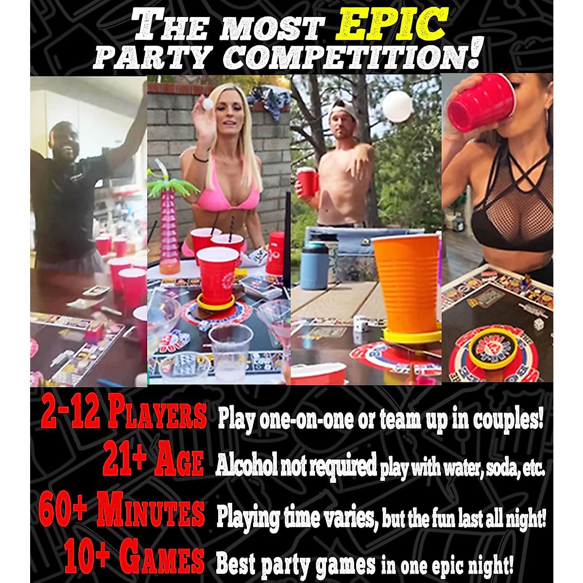 DRINK-A-PALOOZA Drinking Games for Adults - Competitive Board Game for Parties, 21st Birthdays, and Game Nights; Features Drinking Card Games, Beer Pong, and Couples Games – The Perfect Novelty Gift