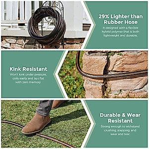 Giraffe Hybrid Leader Hose 5/8" x 15ft, Custom Length, NO Kink, Flexible, Leakproof Water Hose with Male to Female Fittings, 600 Burst PSI