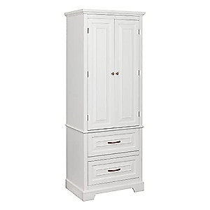 Teamson Home St James Linen Tower with 2 Doors and 2 Drawers with White Finish
