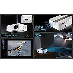 Native 1080p Projector with a Bag,10000 Lux 4k Projector for Outdoor Movies with 450" Display,Support Dolby & Zoom,Compatible with TV Stick,HDMI,VGA.USB,Smartphone,PC