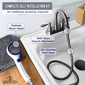 Sink Hose Sprayer Attachment - Faucet Extender - Hair Washing Hose and Sprayer - Extension for Utility Sink, Bathroom, Kitchen, or Laundry Tub (Quick Connection)