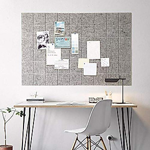 Felt Tile Board Square Push Pin Board for Wall Decor Self Adhesive Wall Bulletin Boards for Notes,Pictures,Photos,Memo, Office and Home Decor