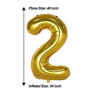 AULE 40 Inch Large 25 Number Balloons Gold, Big Foil Number Balloons, Giant Helium Happy 25th Birthday Party Decorations for Man and Women, Huge Mylar 52 Anniversary Party Supplies