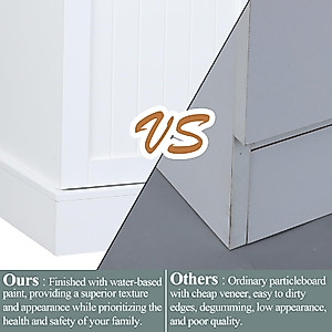 Gyfimoie Sideboard Buffet Cabinet with 2 Drawers, Farmhouse Kitchen Pantry Cabinet with Adjustable Shelves, Coffee Bar Cupboard Cabinet with 3 Doors for Kitchen, Dining Room (White)