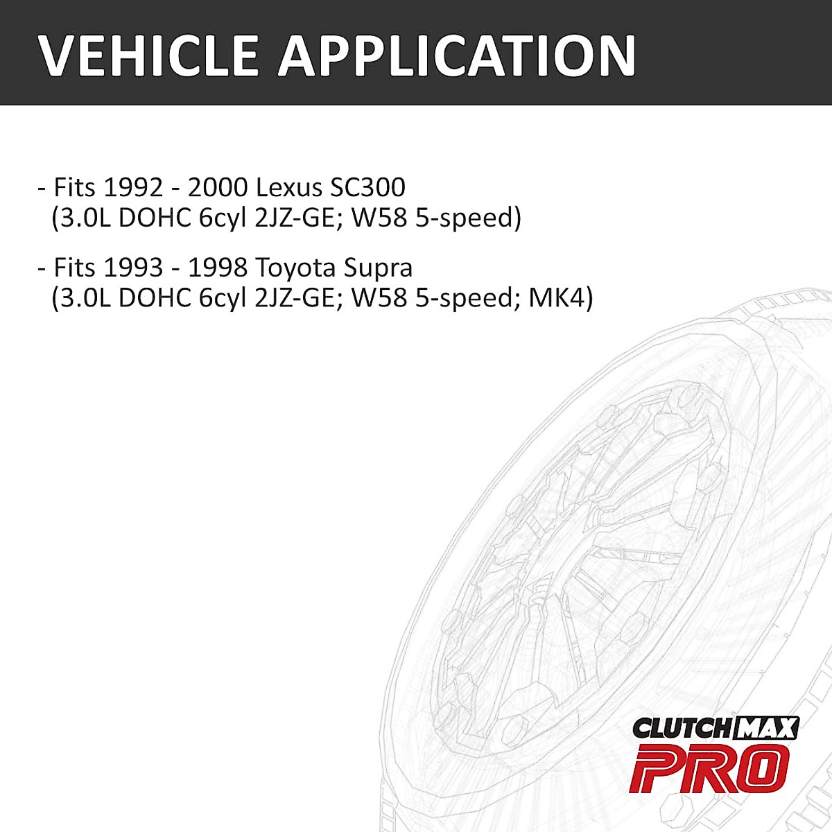 ClutchMaxPRO Performance Stage 3 Clutch Kit with Chromoly Flywheel Compatible with 1993-1998 Toyota Supra Non-Turbo 2JZGE MK4 1992-2000 Lexus SC300 W58 JDM (CP16085HDCLSF-ST3)