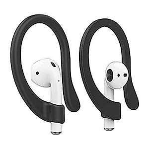Emoly New 2 Pairs AirPods Ear Hooks Anti-Slip Sport Hooks Silicone Compatible with Apple AirPods 1 & 2 for Running, Jogging, Cycling, Gym - Black
