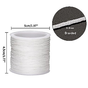 jijAcraft 110 Yards White Nylon Cord, 0.8mm White Braided Lift Shade Cord, Braided Nylon Wind Chime String Cord for Blind Shade, Gardening Plant, Bracelet Making, DIY Crafts
