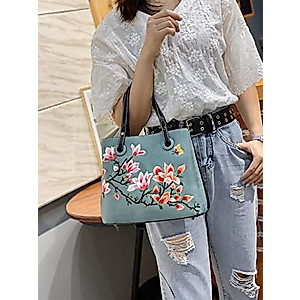 ZLXDP Chinese Style Embroidered Handbag Retro Floral Shoulder Bag Large Capacity Women's Casual Tote Bag (Color : C, Size