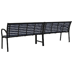 YEZIYIYFOB Outdoor Twin Patio Bench 98.8" Steel and WPC Black for Backyard Balcony Park Lawn School Playground, College