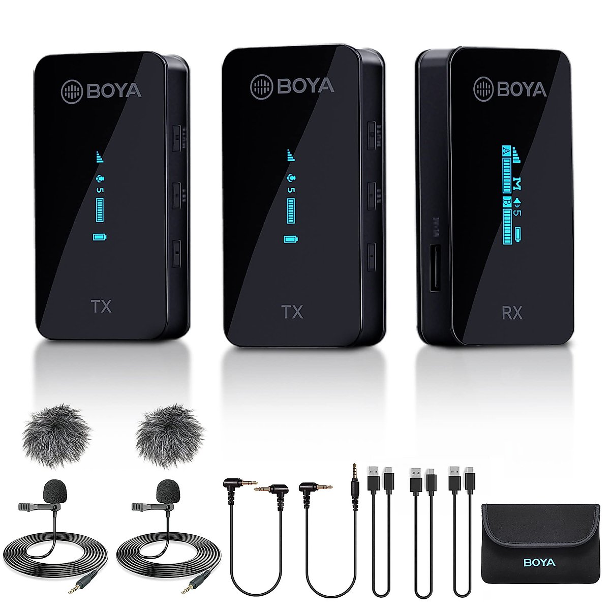 BOYA BY-XM6-S2 Wireless Lavalier Microphone 2.4GHz Dual Channel Wireless Lapel Microphones for Cameras DSLR Camcorder Clip on Lapel Mic for Video Recording YouTube Vlogging Interview 328ft Range