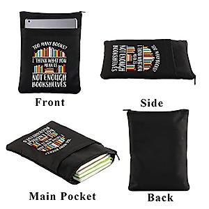 PLITI Bookworm Book Sleeve Book Lover Book Bag Book Club Gift Literary Book Theme Book Protector Bookish Gift (Enough Bookshelves BSBL)