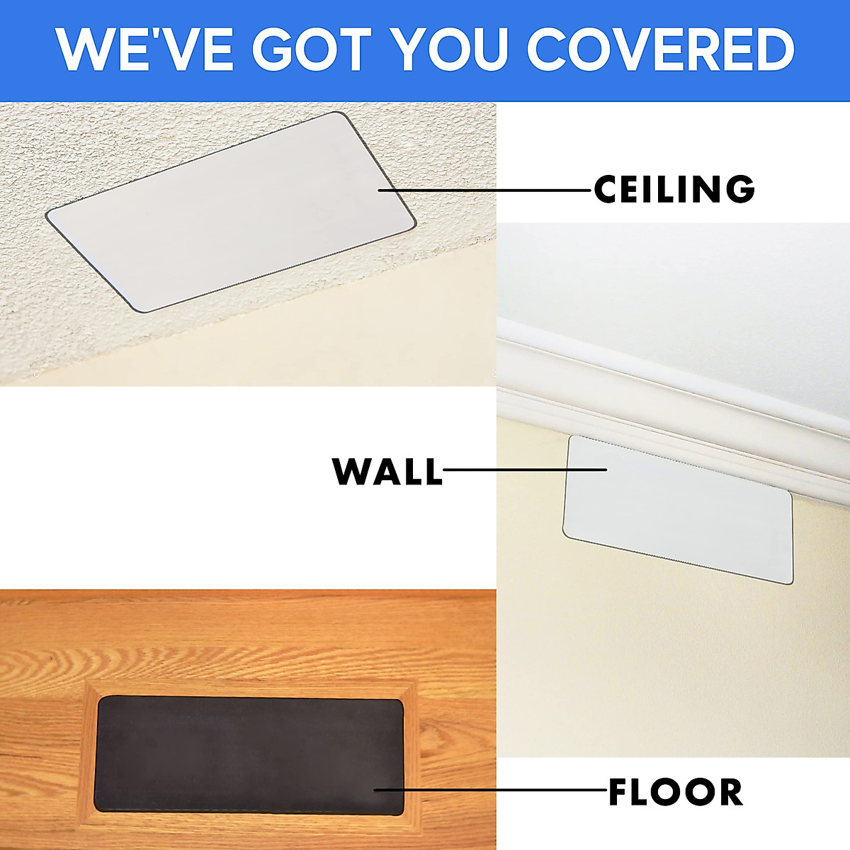 SEAL360 Magnetic Vent Covers (3-Pack), Pockets for Complete Seal, 5.5" X 14" (White) for Floor, Wall, or Ceiling Vents and Air Registers, for RV, Home HVAC and AC Vents, Vent Not Included