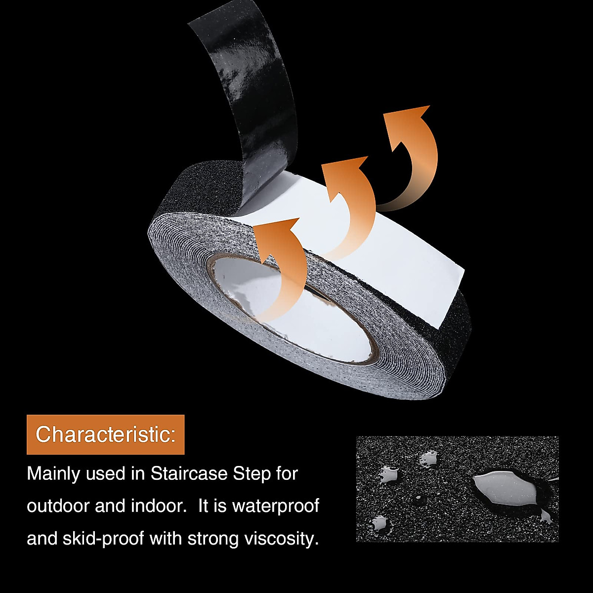 Secopad Grip Tape for Stairs, 1" X 38 Ft (456") Anti Slip Tape Outdoor Waterproof, Non Slip Step Tape Strips, Safety Tread Tape