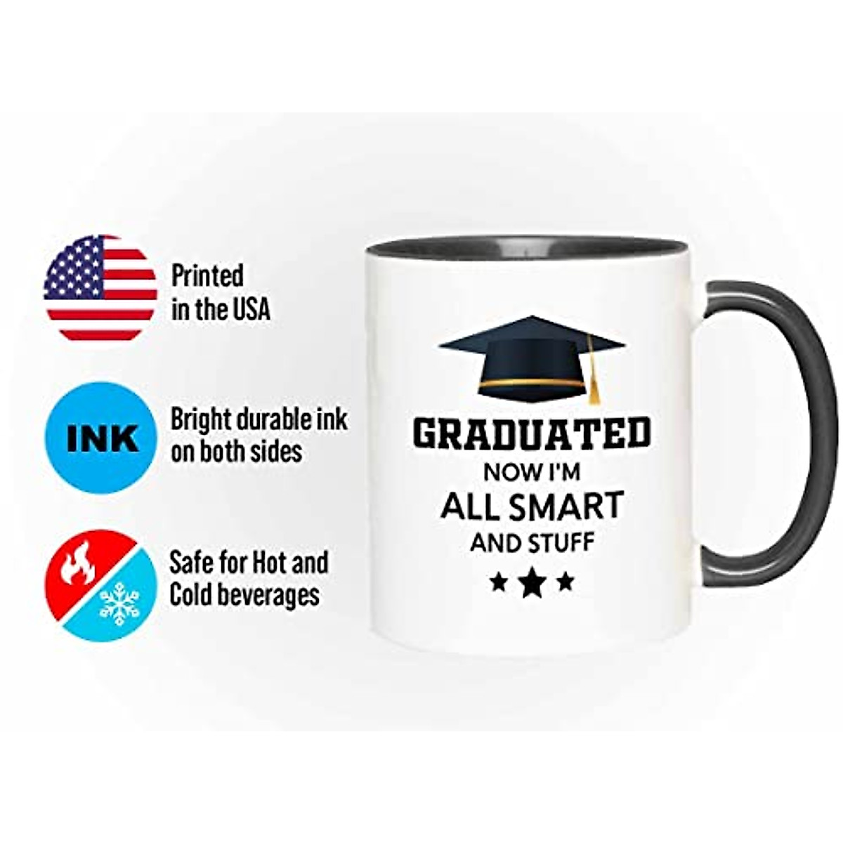 Flairy Land Graduation 2Tone Black Mug 11oz - All Smart and Stuff - Graduation Gifts for Her Senior Graduation College Student College Graduate Classmate MBA Grad