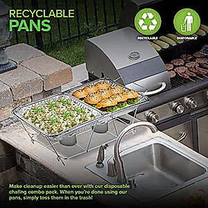 Chafing Dish Buffet Set Disposable - 21 x 13 (5 Pack) 9 x 13 (10 Pack) Aluminum Serving Trays, Catering Pans for Keeping Food Warm, Foil Chaffing Dishes for Buffets and Parties, Warming Tray