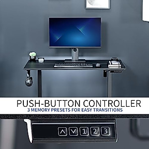 VIVO Electric Height Adjustable 44 x 24 inch Stand Up Desk, Standing Workstation with Memory Controller, Black Top, Black Frame, DESK-E144B